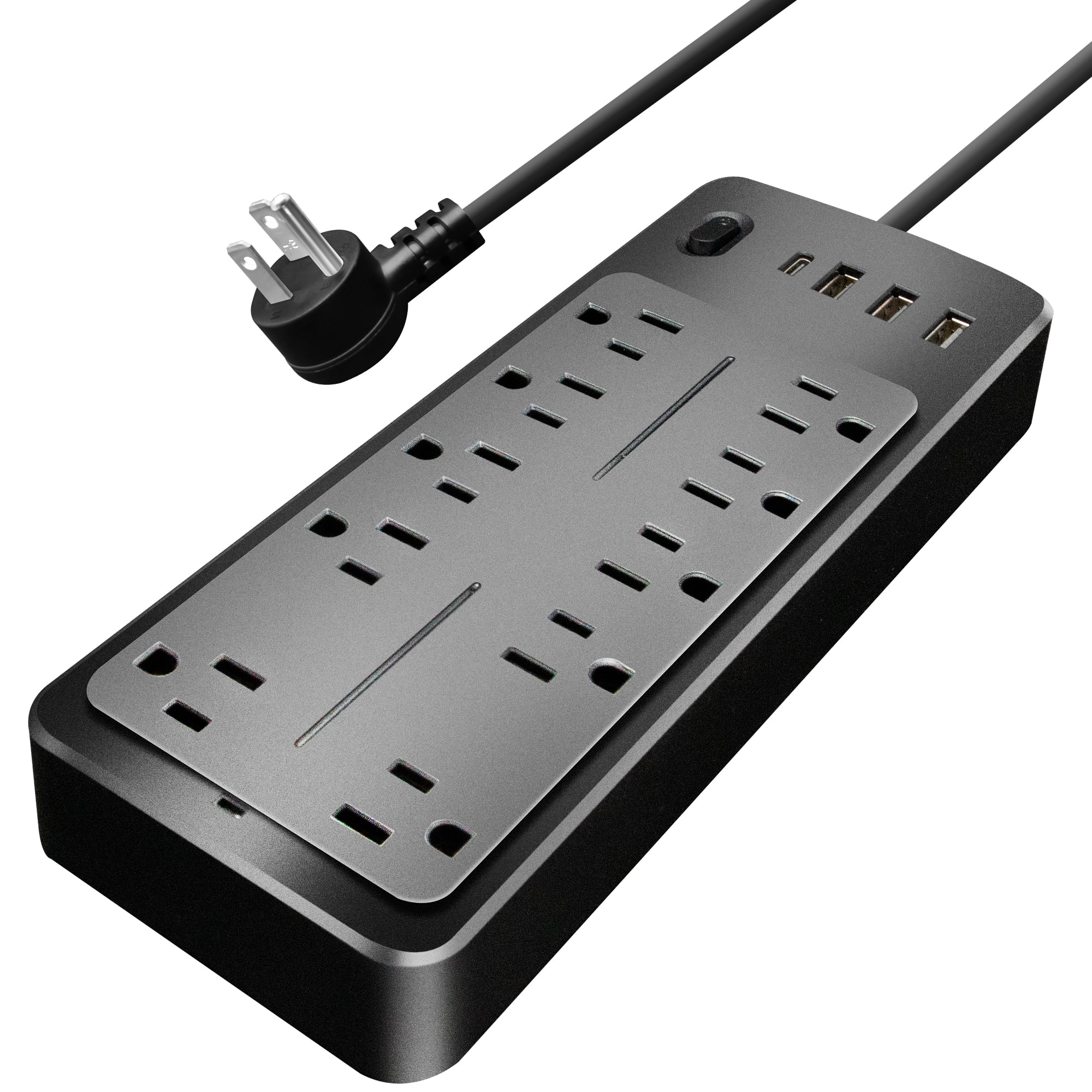 Power Strip Surge Protector with 10 Outlets, 3 USB Ports, Wall Mount ...