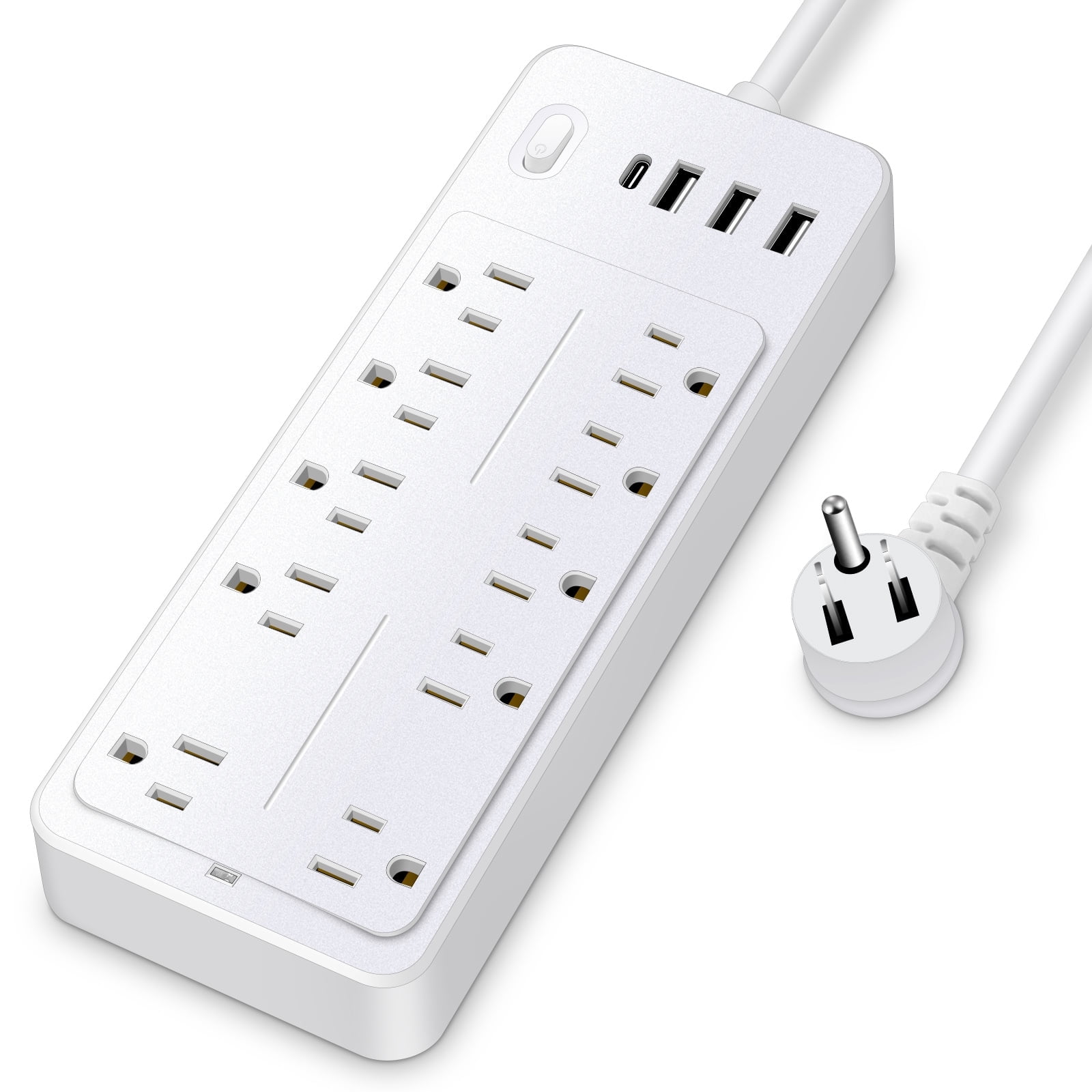 Power Strip Surge Protector Extension Cord with Multiple Outlets 3 USB ...