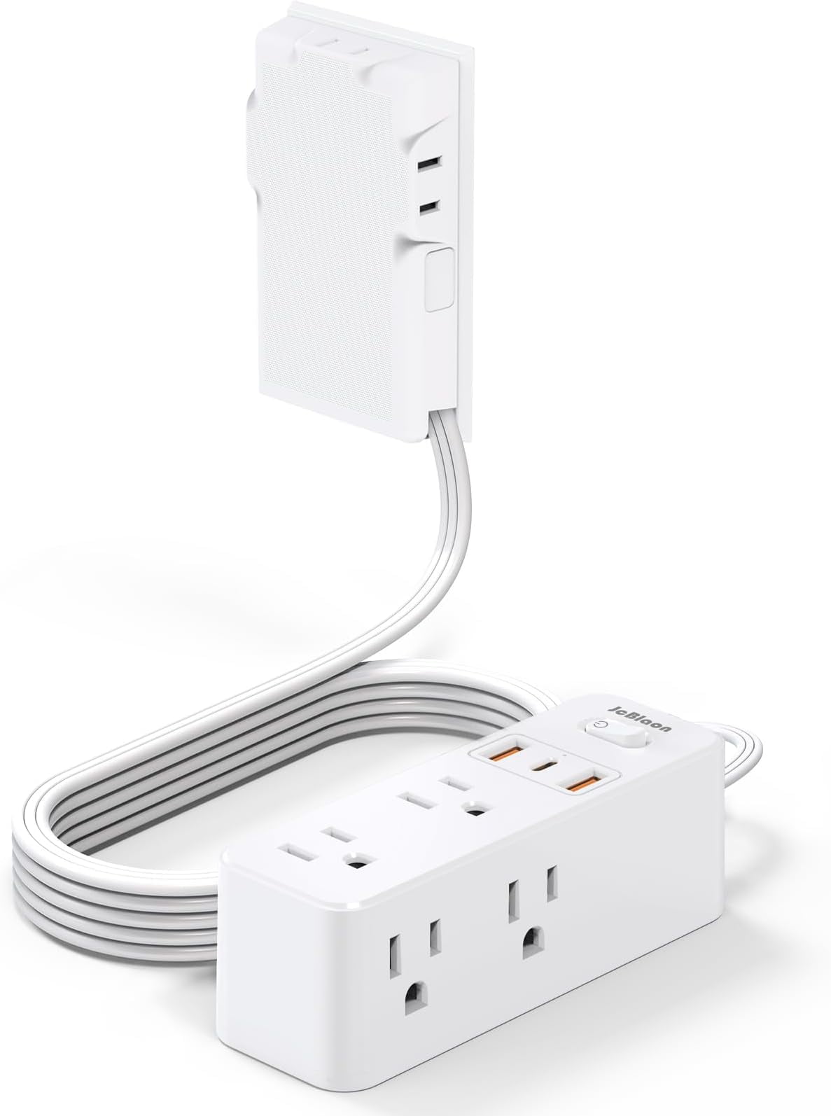 Power Strip Surge Protector with Flat Extension Cord Outlet Cover 6 AC ...