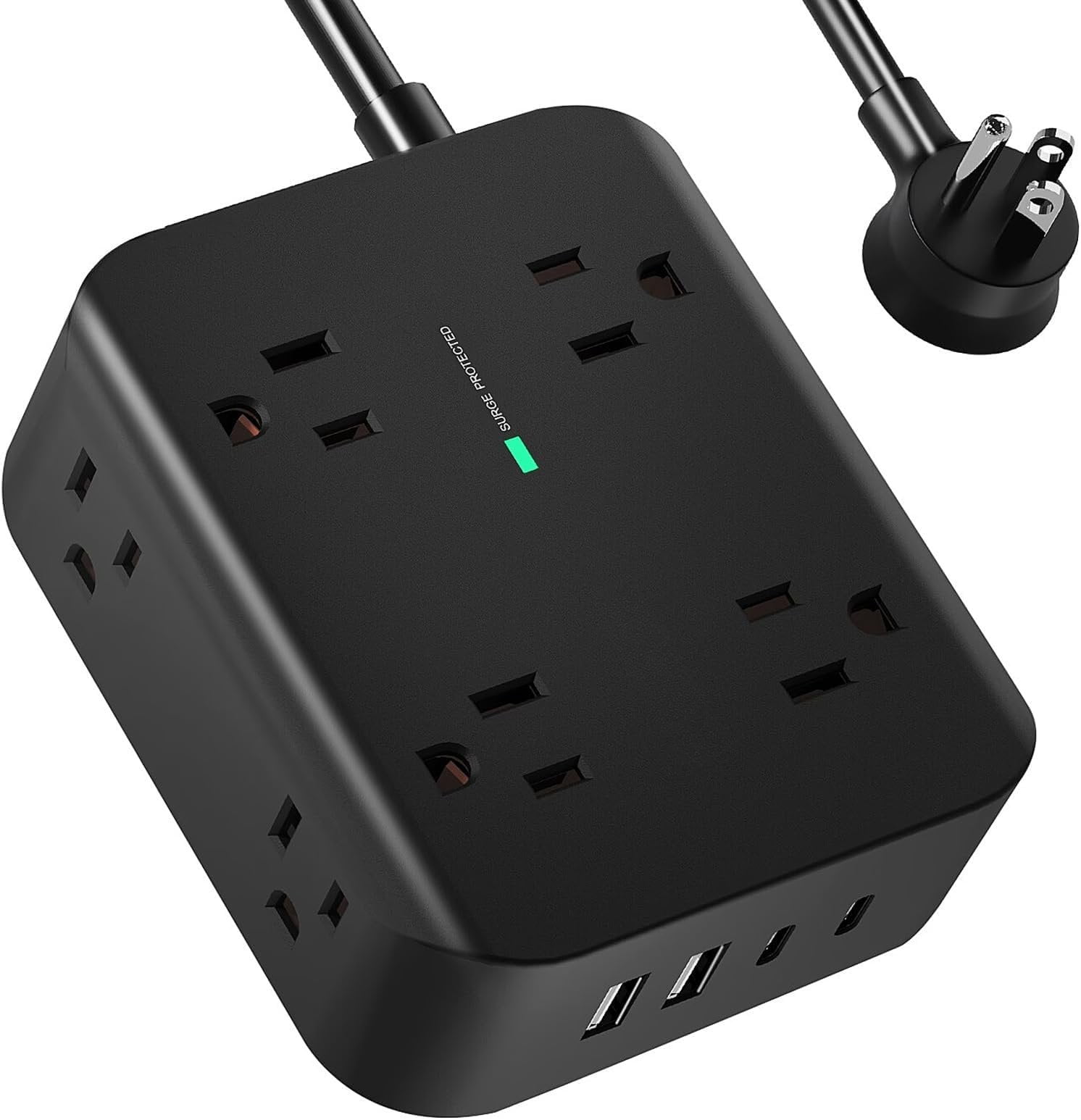 Power Strip Surge Protector - Flat Plug, Wall Mount, 6FT Extension Cord ...