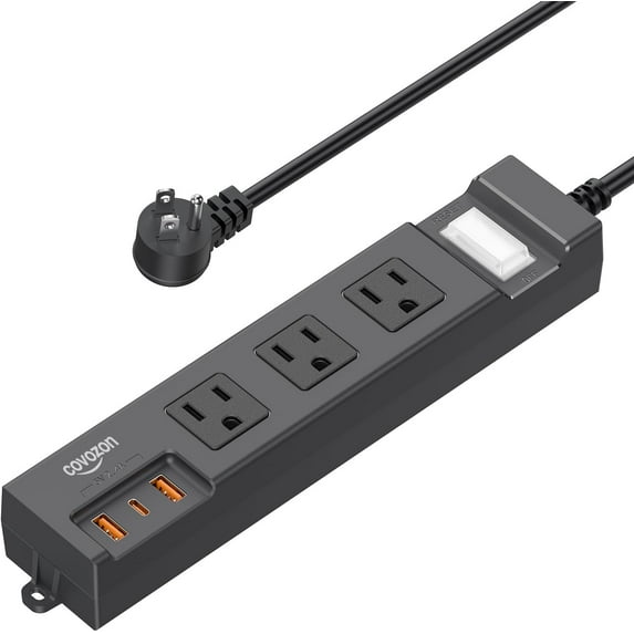 covozon Extension Cord Surge Protector, IPX6 Waterproof, 3 Outlets 3 ...