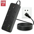 Meromore Power Strip Surge Protector, Flat Plug Extension Cord 10FT, 13 ...