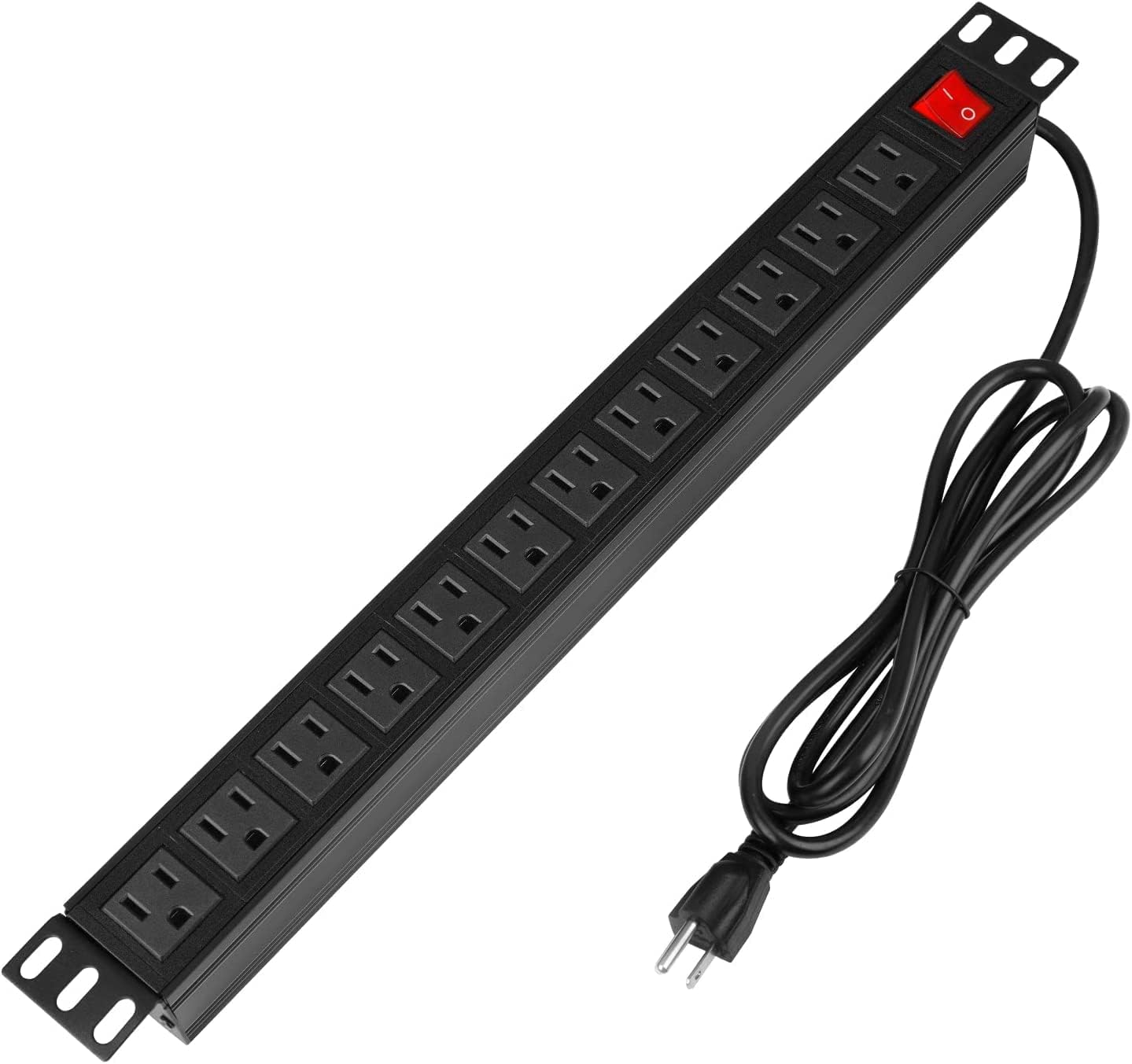 Power Strip Surge Protector Rack-Mount PDU, 12 Outlet Power Strip with Switch, Metal Mountable ...