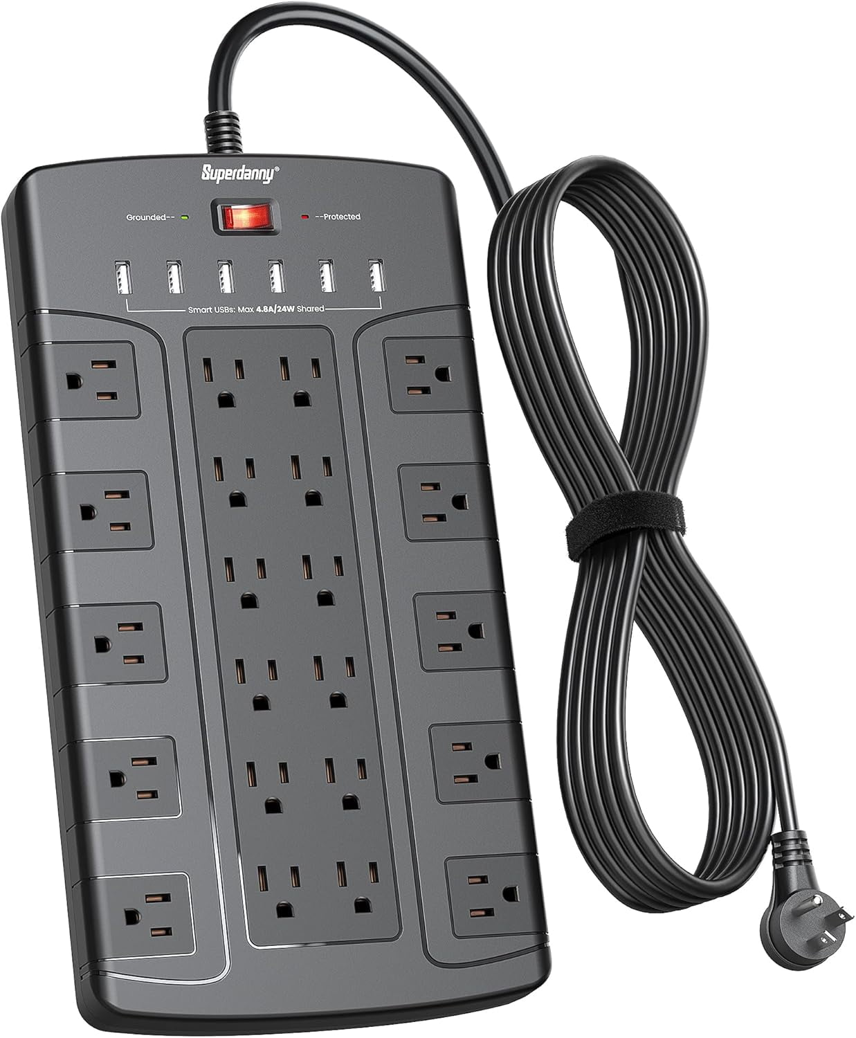 Power Strip Surge Protector, SUPERDANNY Power Strip with 22 Outlets & 6 ...
