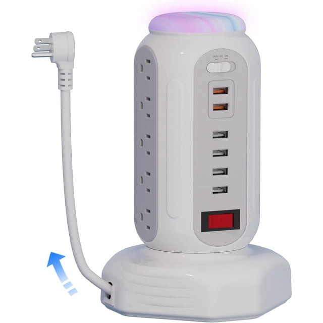 Power Strip Surge Protector Tower, 15 AC Outlets and 6 USB Ports with ...
