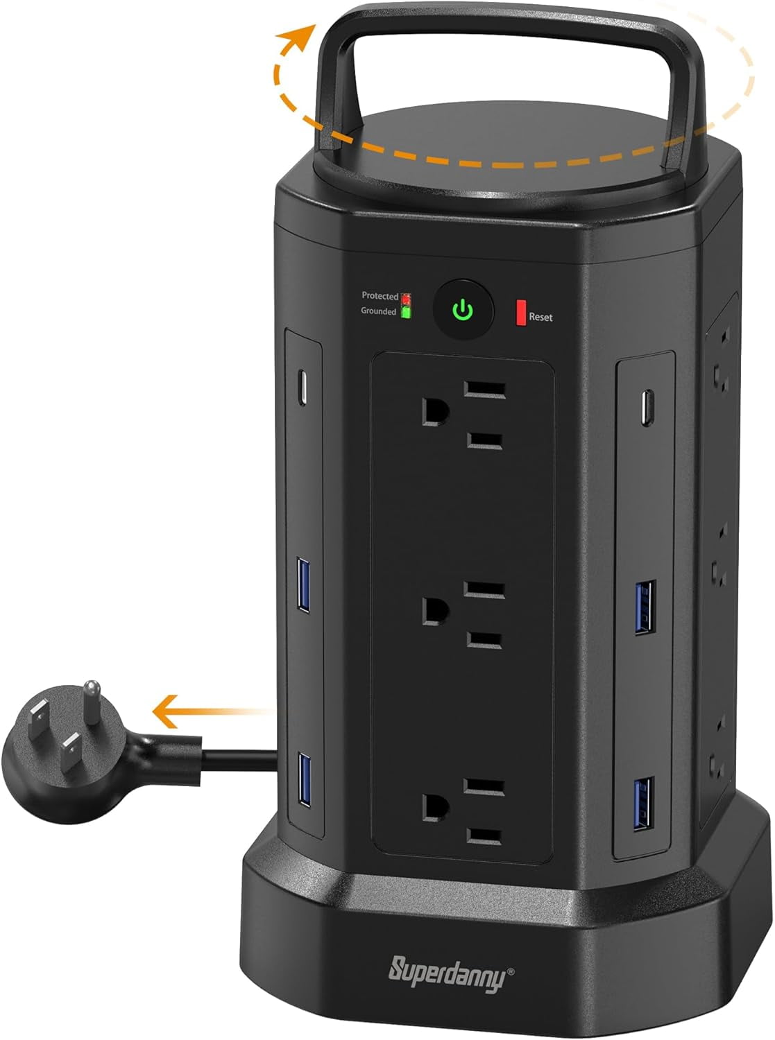 Power Strip Surge Protector Tower 2100J, Extension Cord with Multiple ...