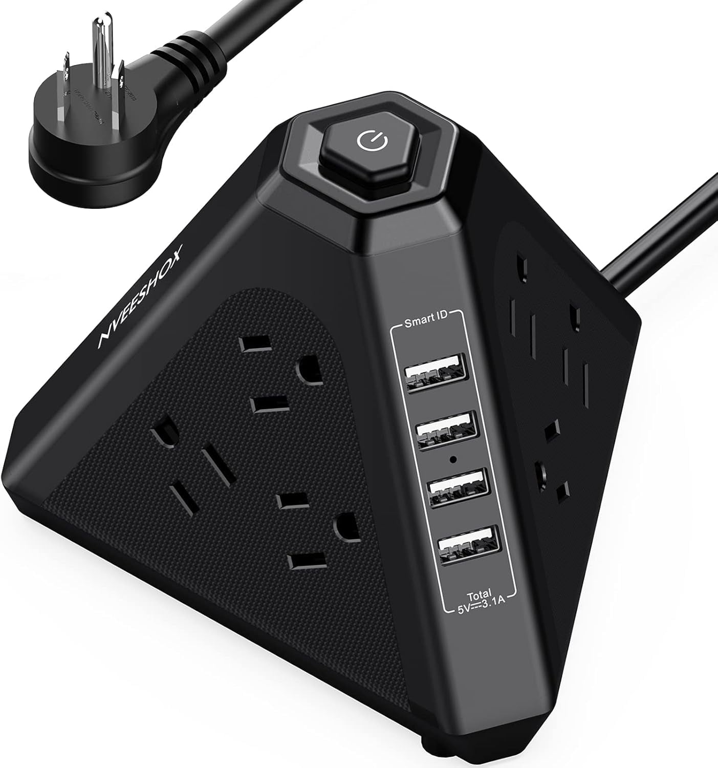 Power Strip Surge Protector Tower, 3-Side Triangle Outlet with 9 AC ...