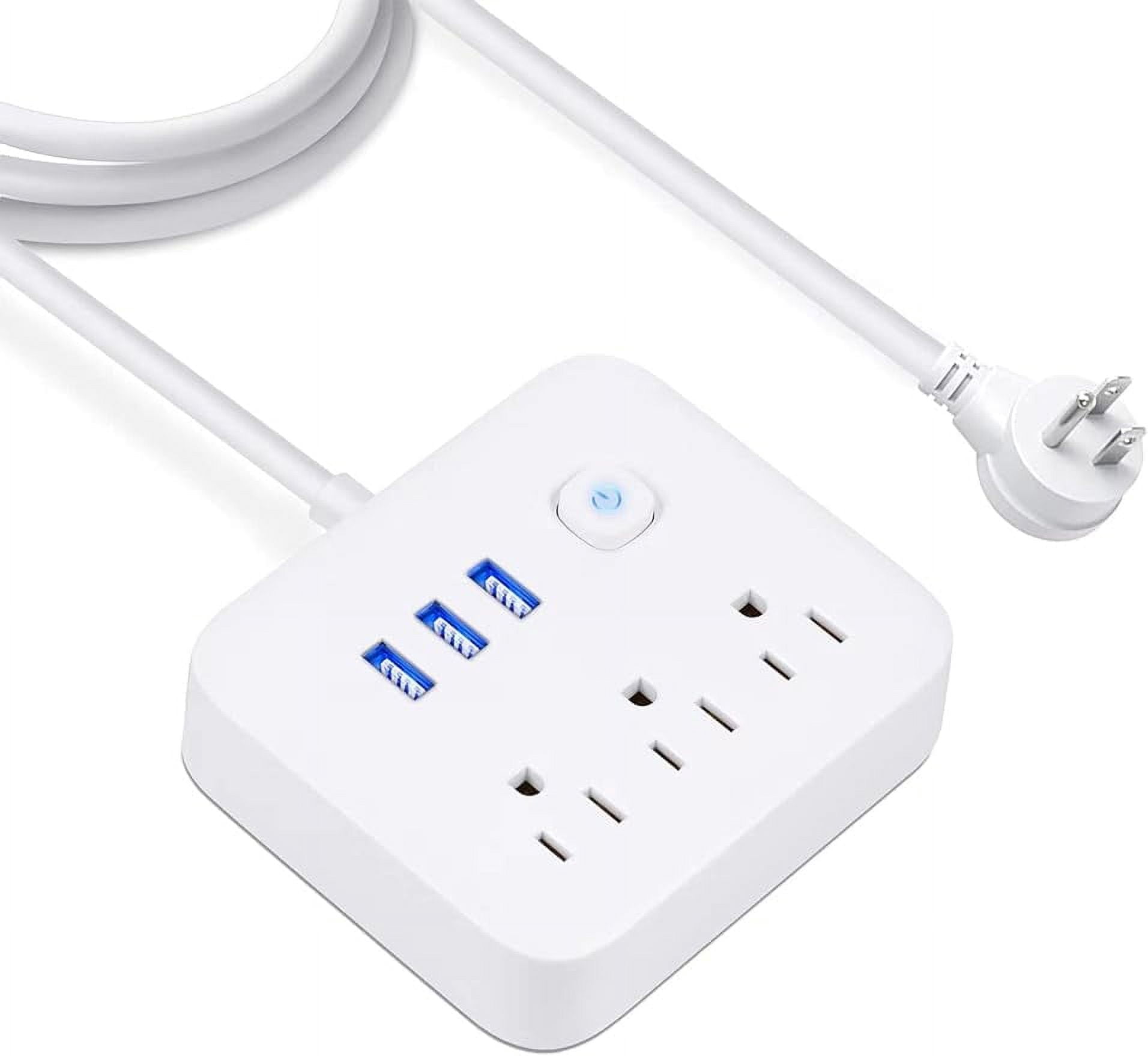 Power Strip Surge Protector, 3 AC Outlets, 3 USB Ports, 4ft Cord, 900 ...