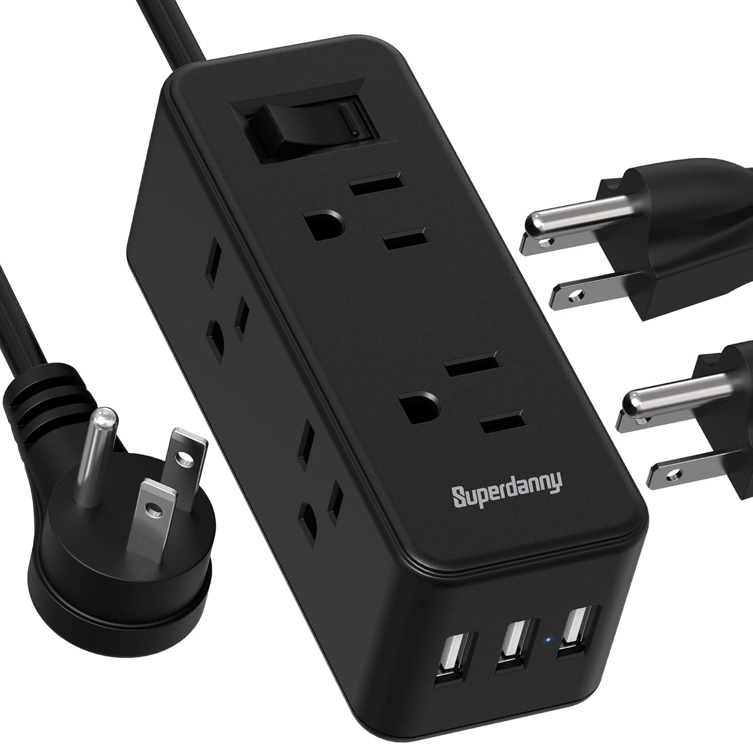 Power Strip Surge Protector with USB, Mini Flat Plug Extension Cord ...