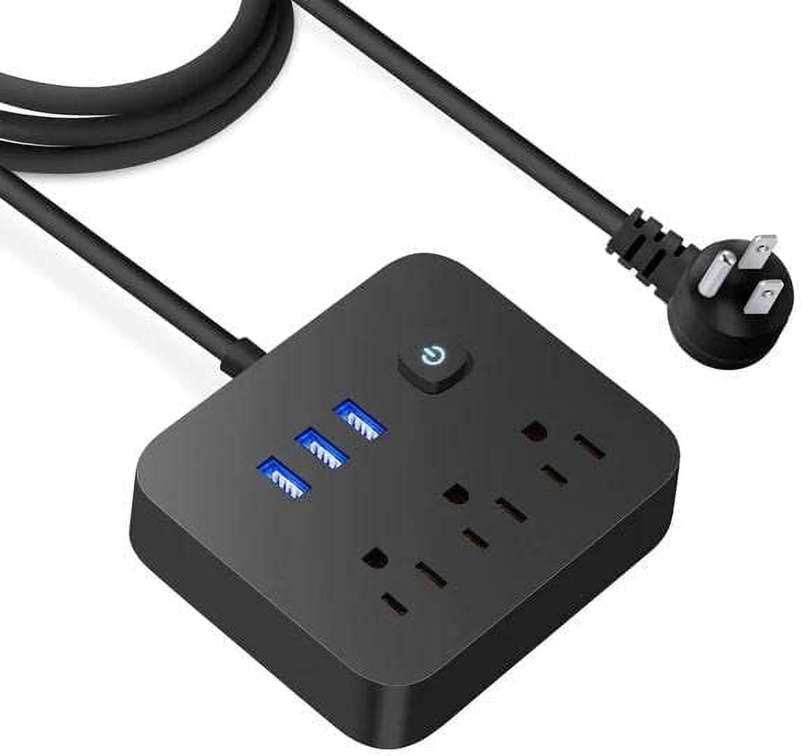 Power Strip Surge Protector with USB,4 Feet Long Cord with 3 AC Outlets ...