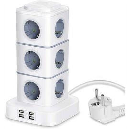 Power Strip Tower, 12 Electrical Power Strip Sockets (2500W / 10A) with ...
