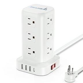 Zapman Triple Plug Outlet Adapter, 15A 125V White Electrical Outlet ...