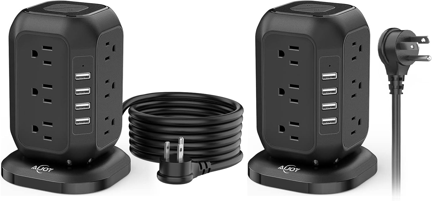 Power Strip Tower 16.4 ft Cord & Power Strip Tower with USB Ports ...