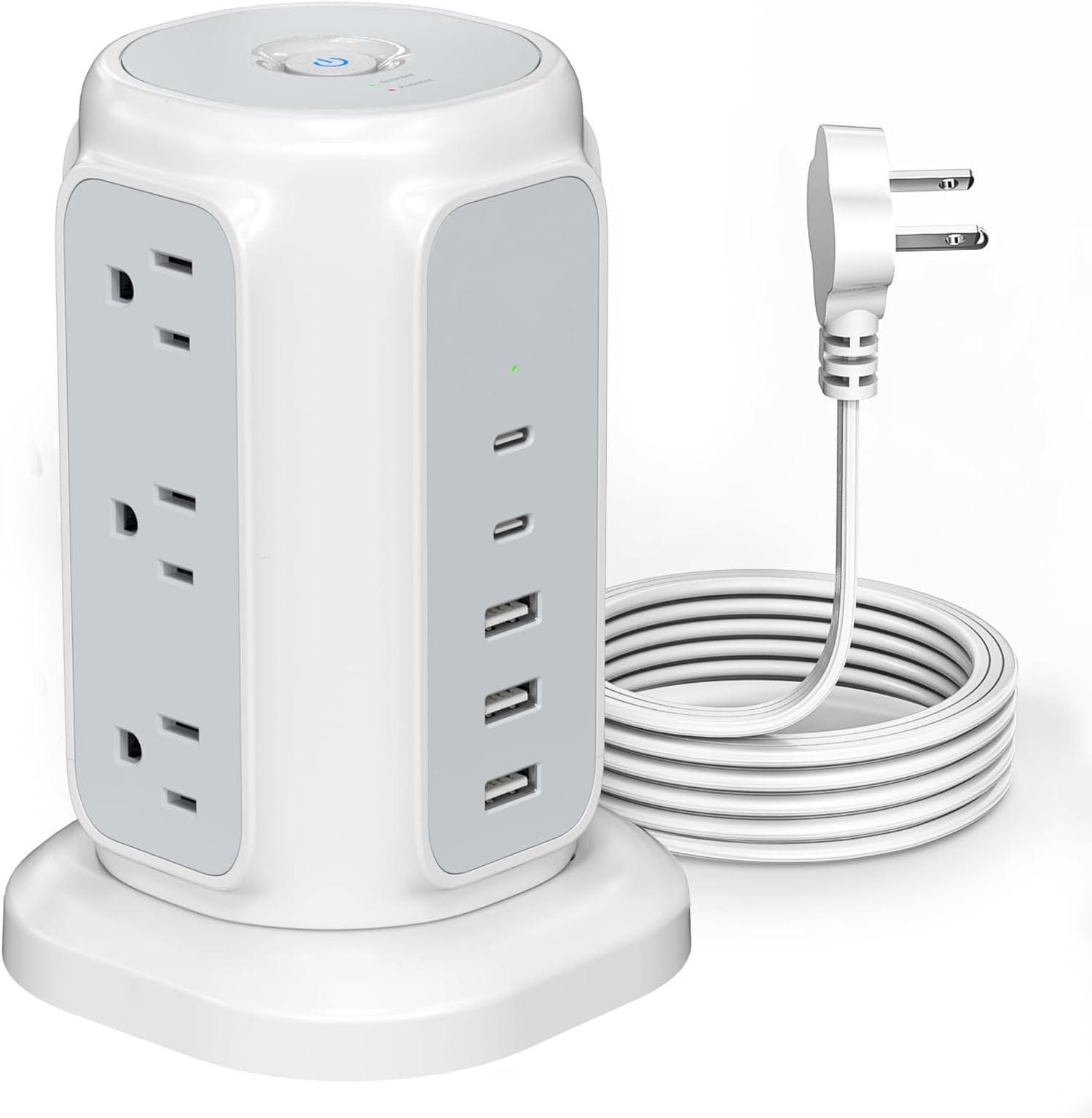 Power Strip Tower, 1625W Surge Protector with 9AC Outlets 5 Ports, 6.5 ...