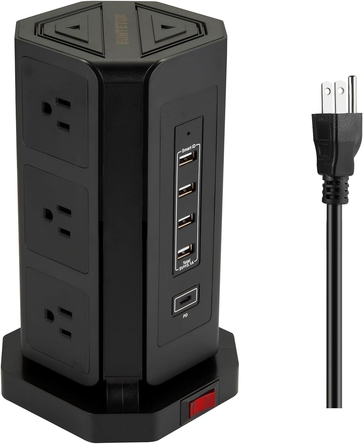 Power Strip Tower with 4 USB Slots with 18W USB C Fast Charger(5V/3.1A ...