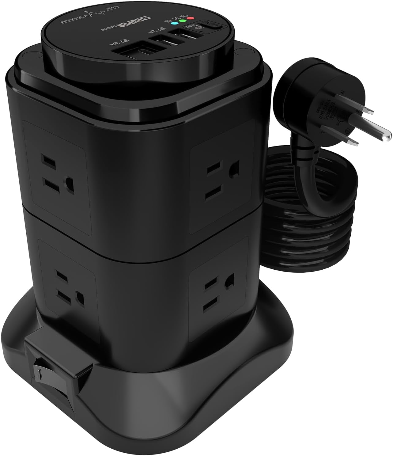 Power Strip Tower by , Extension Cord with USB Timer,8 AC Outlets with ...