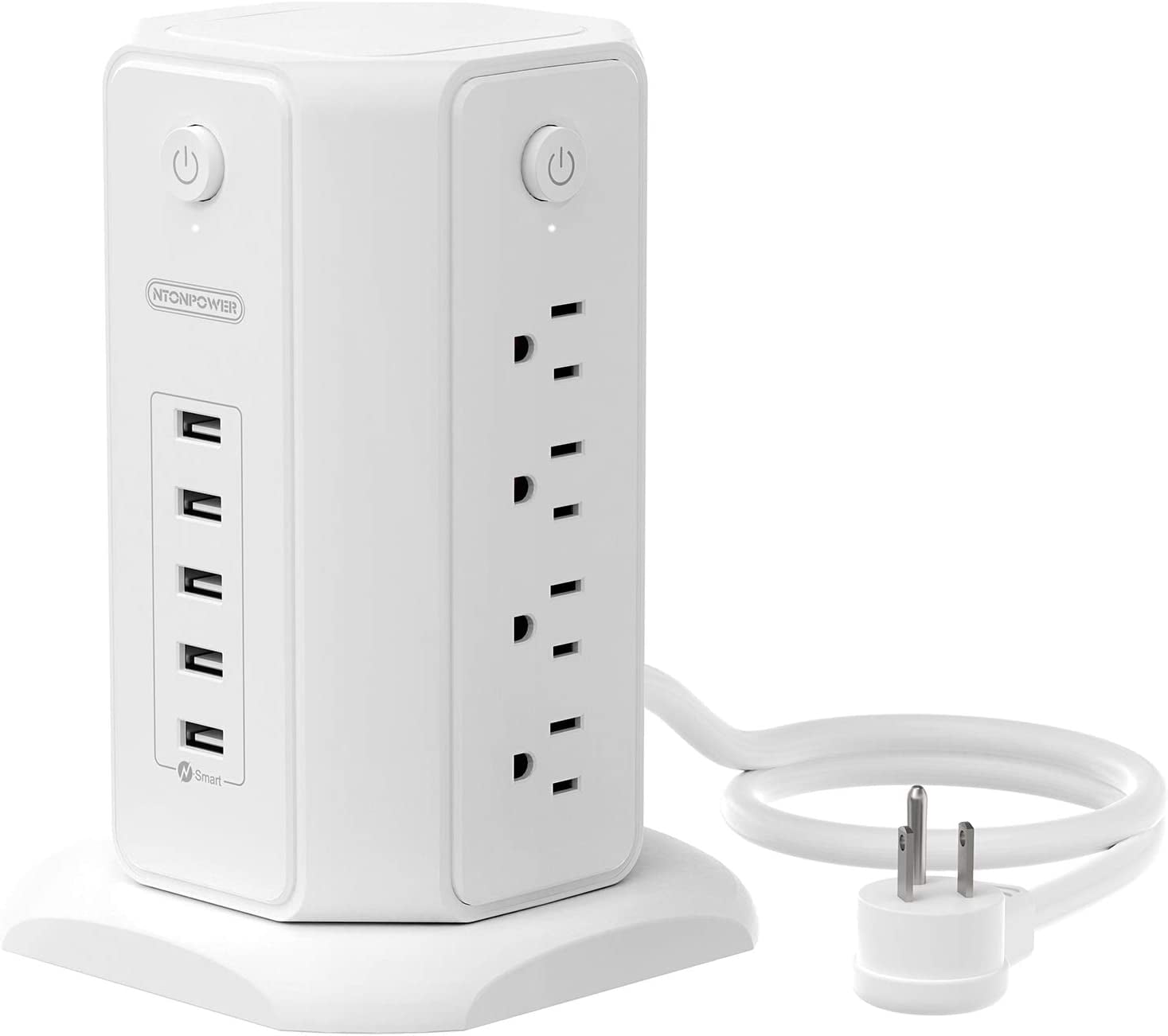 Power Strip Tower Surge Protector, 8 Outlet 5 USB Desktop Charging ...
