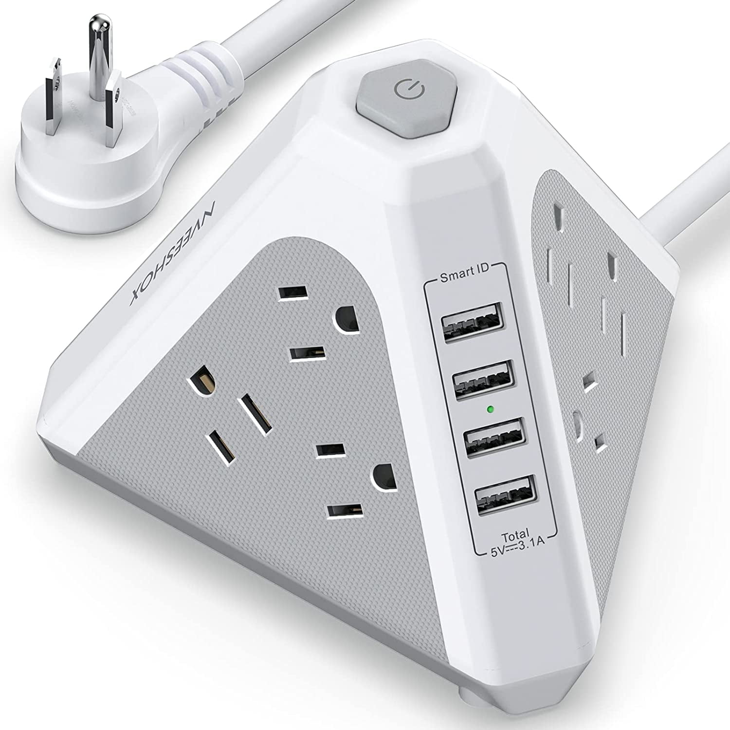Power Strip Tower Surge Protector-9 Multiple Outlets 4 USB Charging ...