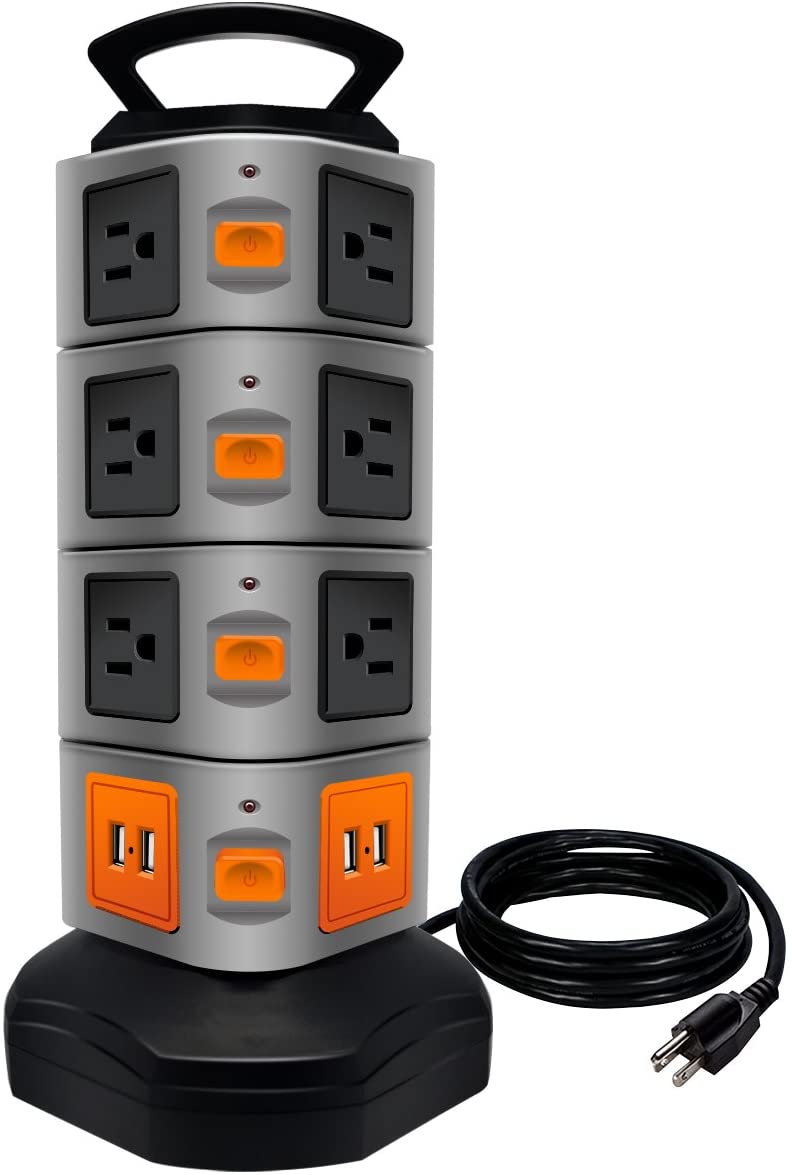 Power Strip Tower, Surge Protector Electric Charging Station, 14 Outlet ...