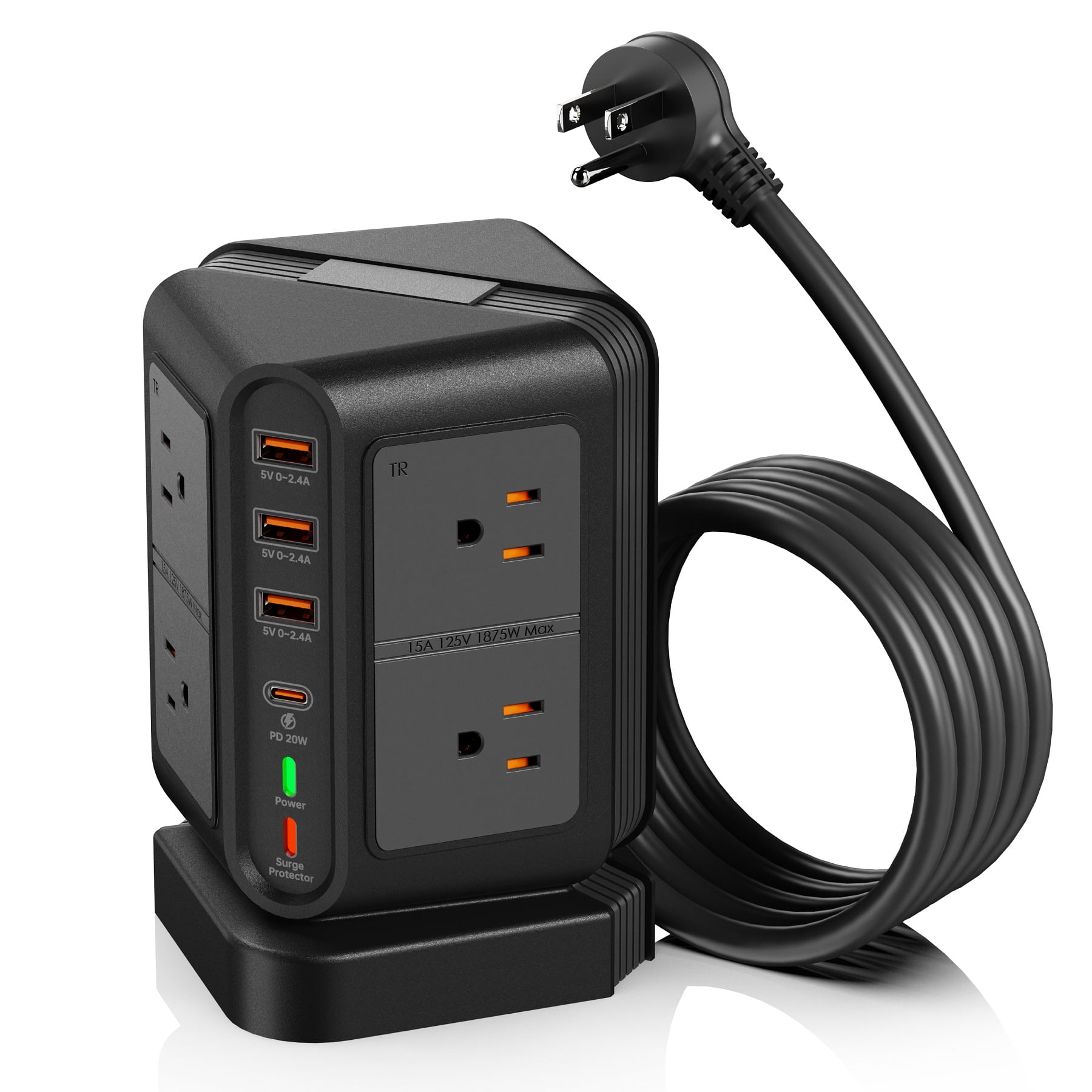 Power Strip Tower Surge Protector Multiple 12 Outlets(8xAC,3xUSB A ...