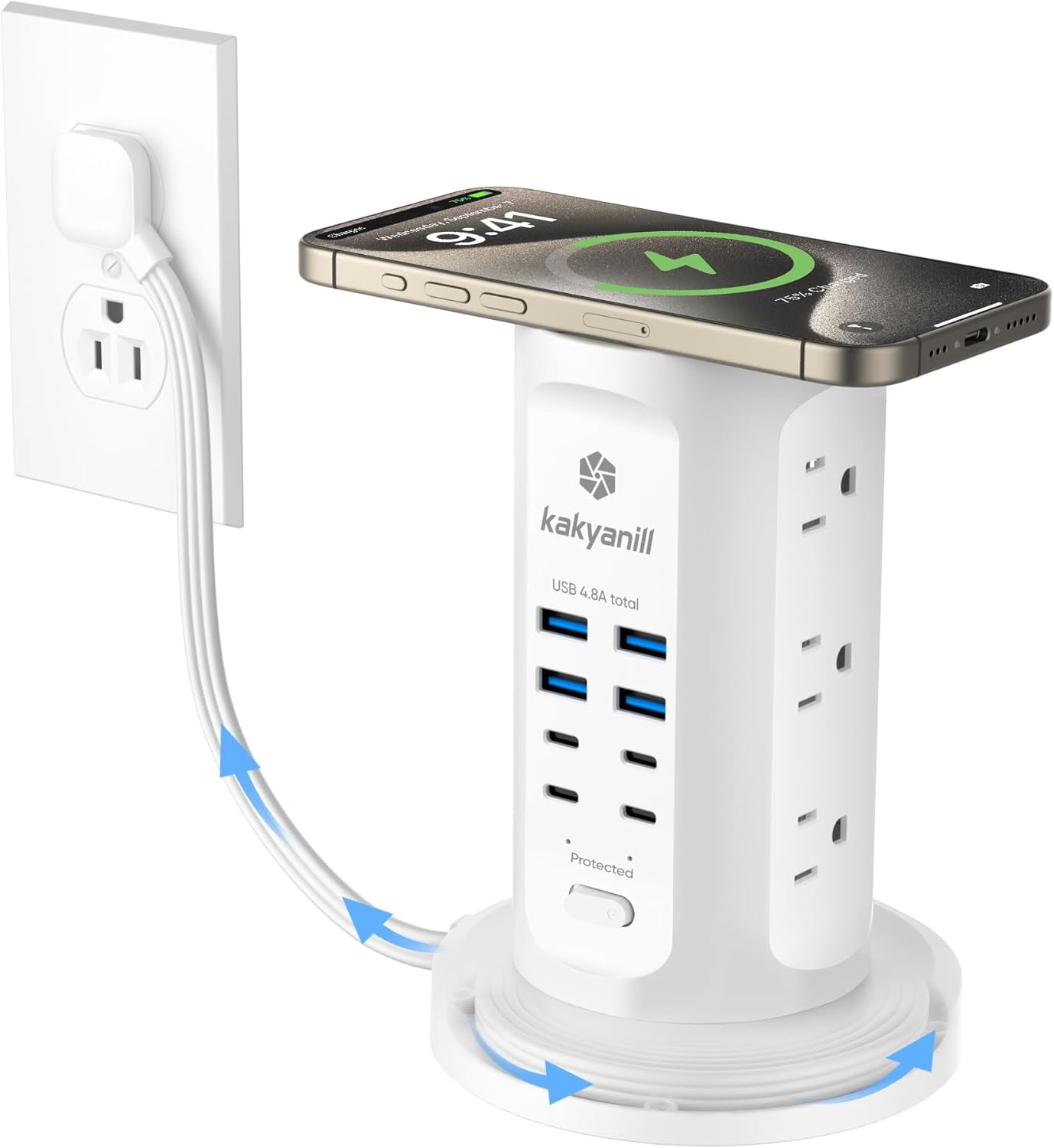 Power Strip Tower, Surge Protector Tower 9 AC Outlets 8 USB (4 USB C ...
