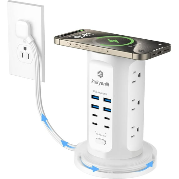 Power Strip Tower, Surge Protector Tower 9 AC Outlets 8 USB (4 USB C ...