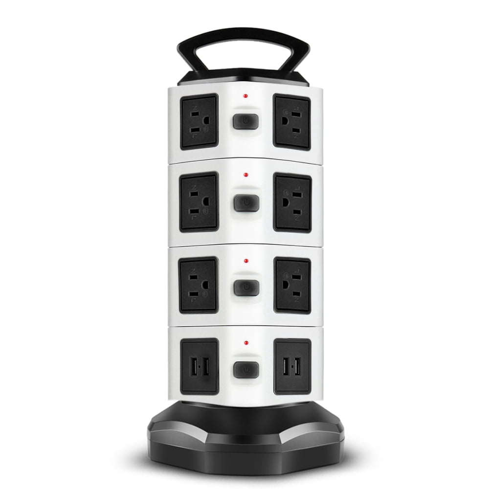 Power Strip Tower with USB Ports Surge Protector - 14 AC Outlet + 4 USB ...