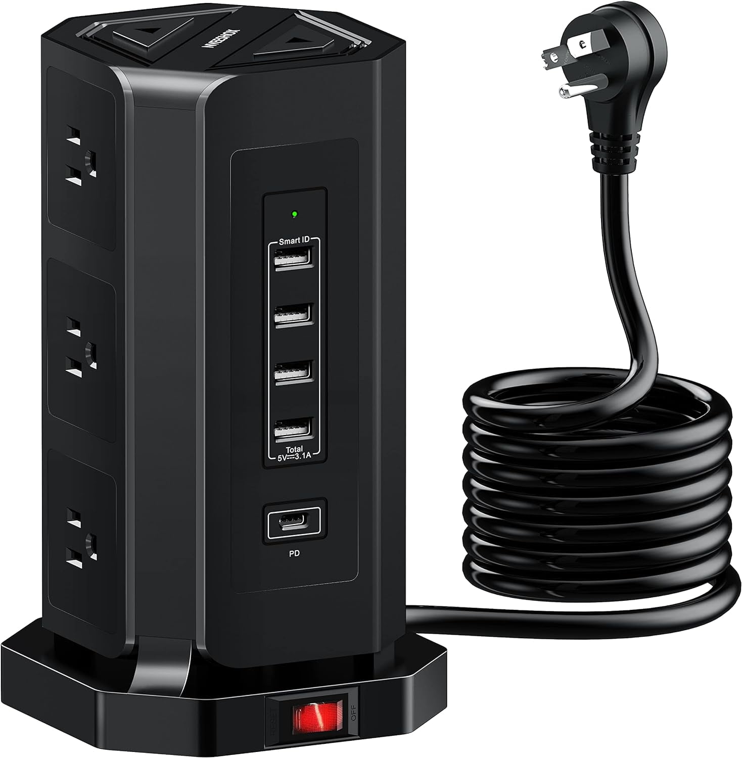 Power Strip Tower with USB Ports Surge Protector,Power Strip with 9 AC ...
