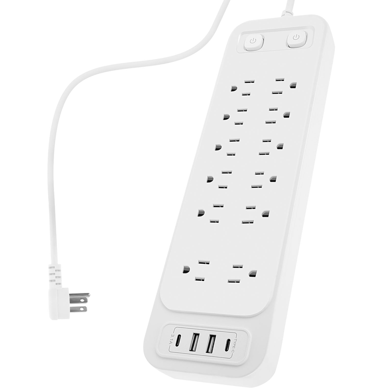 Power Strip US Surge Protector Power Strip with 12 Outlets 4 USB Ports ...