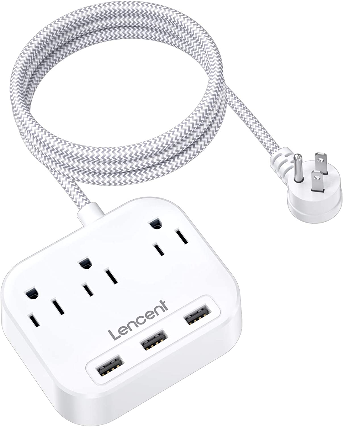 Power Strip with USB, 3 Outlet 3 USB Charging Ports (17W/ 3.4A), Flat ...