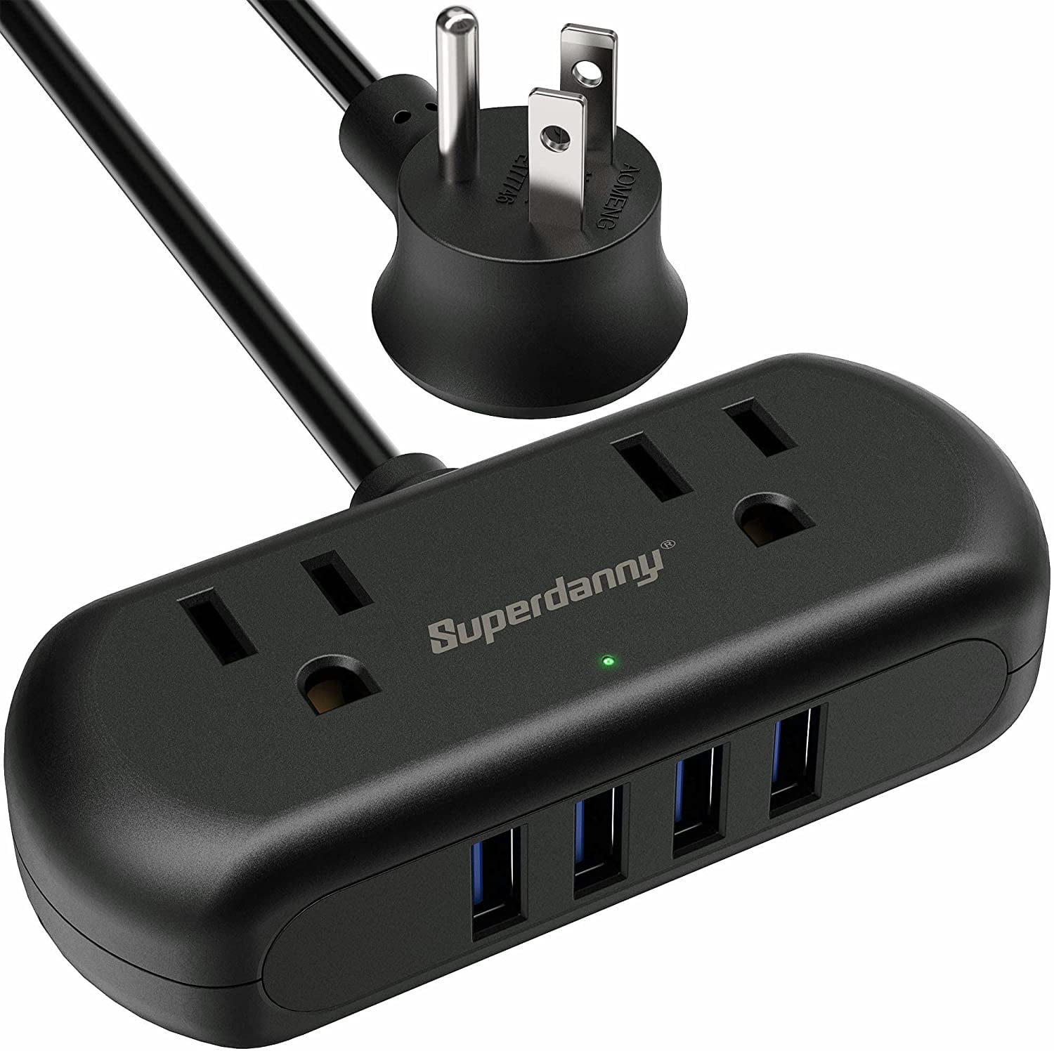 Power Strip with USB, 4 USB Ports Surge Protector, 2 Widely Outlets ...