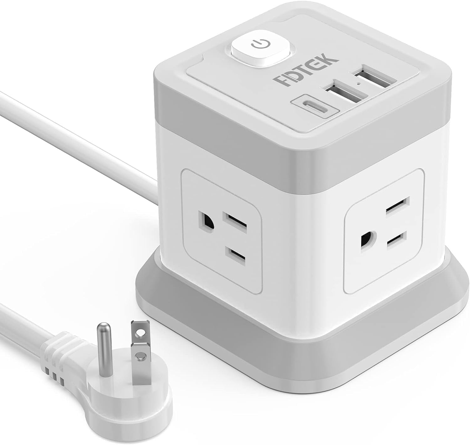 Power Strip with USB, Flat Plug Extension Cord 4 Outlets and 3 USB(1 ...