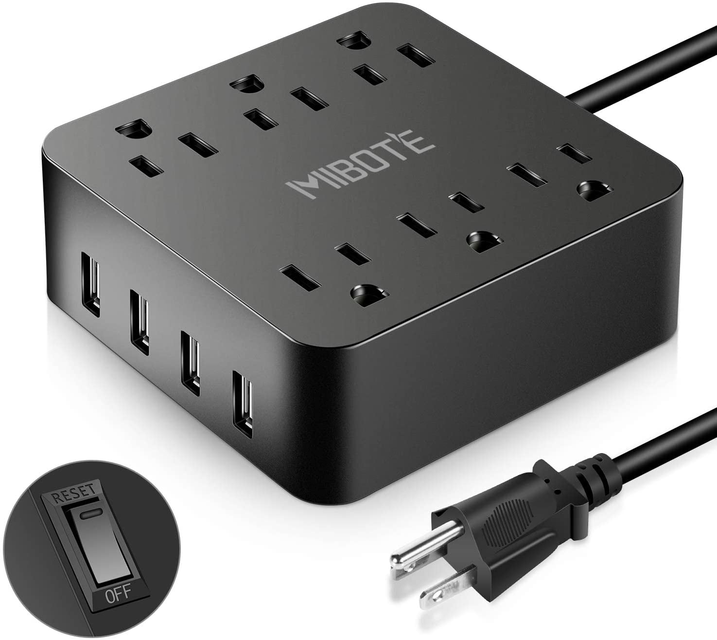 Power Strip with USB, MIBOTE 6 AC Outlet with 4 Port USB Surge ...