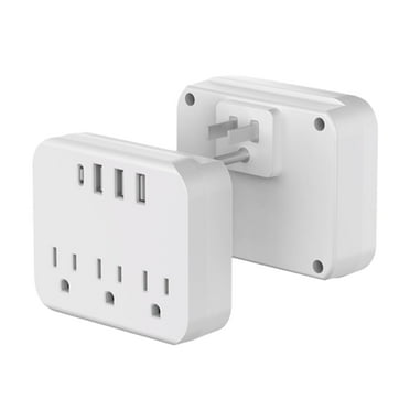 Power Strip,3 Outlets 3 USB Ports(2 USB C) Flat Plug Power Strip for ...