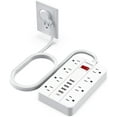 Power Strip with USB,Surge Protector Flat Plug with 8 Widely Spaced ...