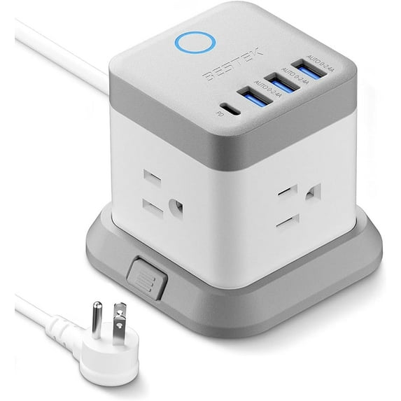 Power Strip with USB, Vertical Cube Mountable Power Outlet Extender ...
