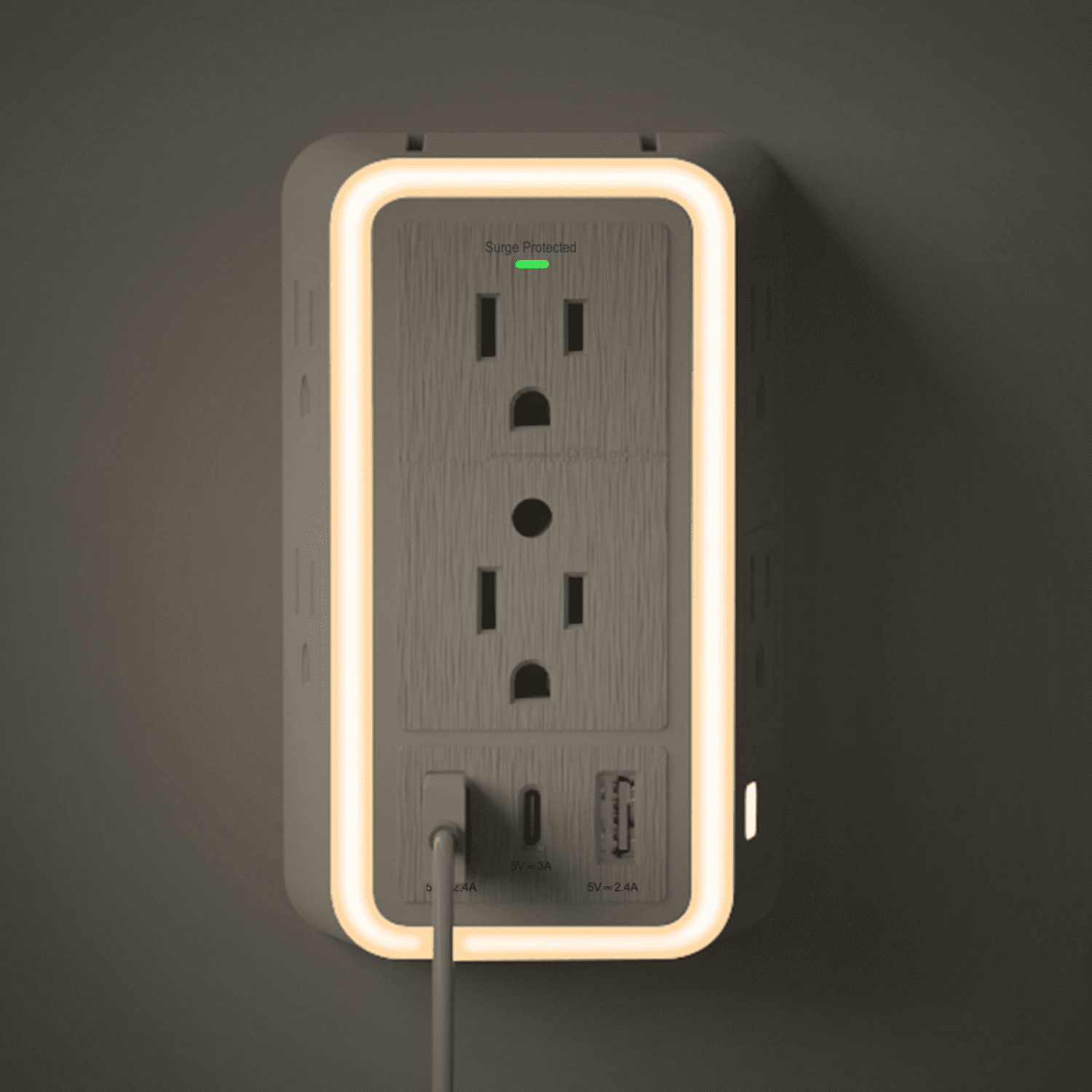 Power Strip with Night Light, Surge Protector Charging Wall Plug With 3 ...