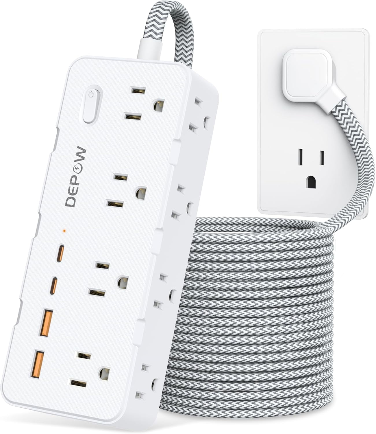 Power Strips with Surge Protection, 10 FT Braided Extension Cord with ...