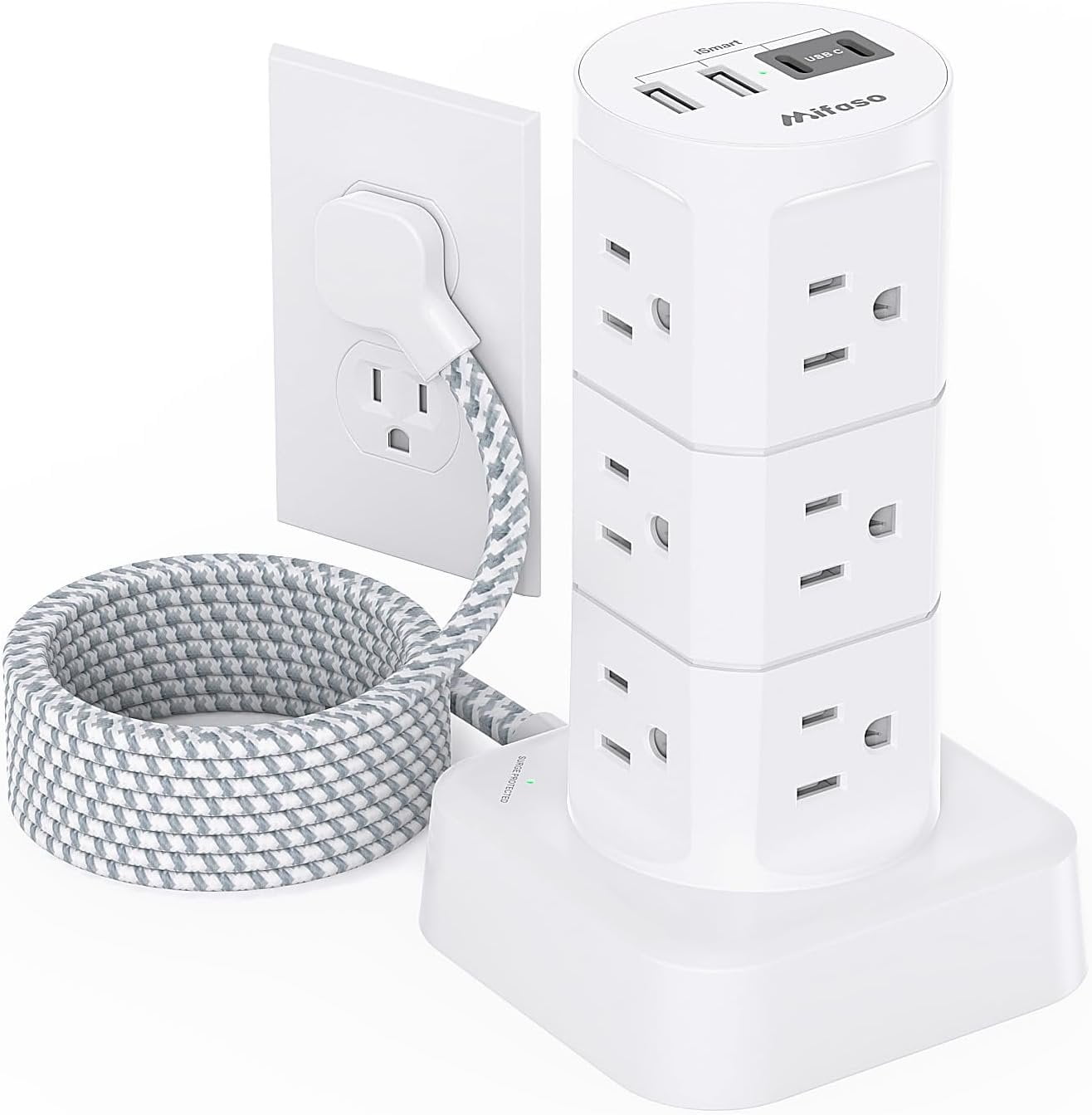 Power Strips with Surge Protection, Flat Plug Power Strip with 12 ...