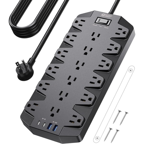Power Strips with Surge Protection 10 FT, 18 AC Outlets and 4 Ports ...