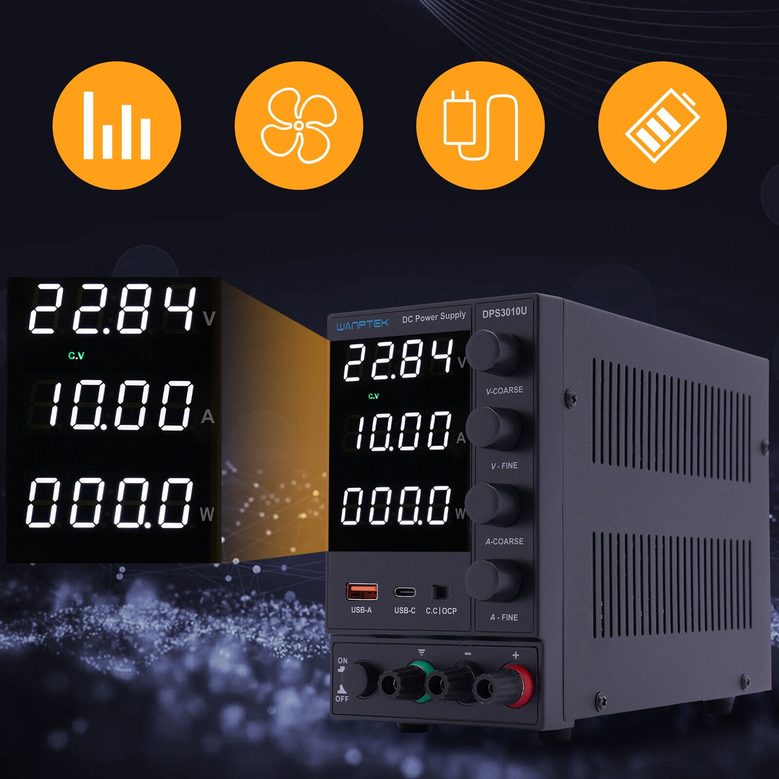 Power Supply Adjustable Dc Led 30V 10A Digital Lab Bench Power Source ...