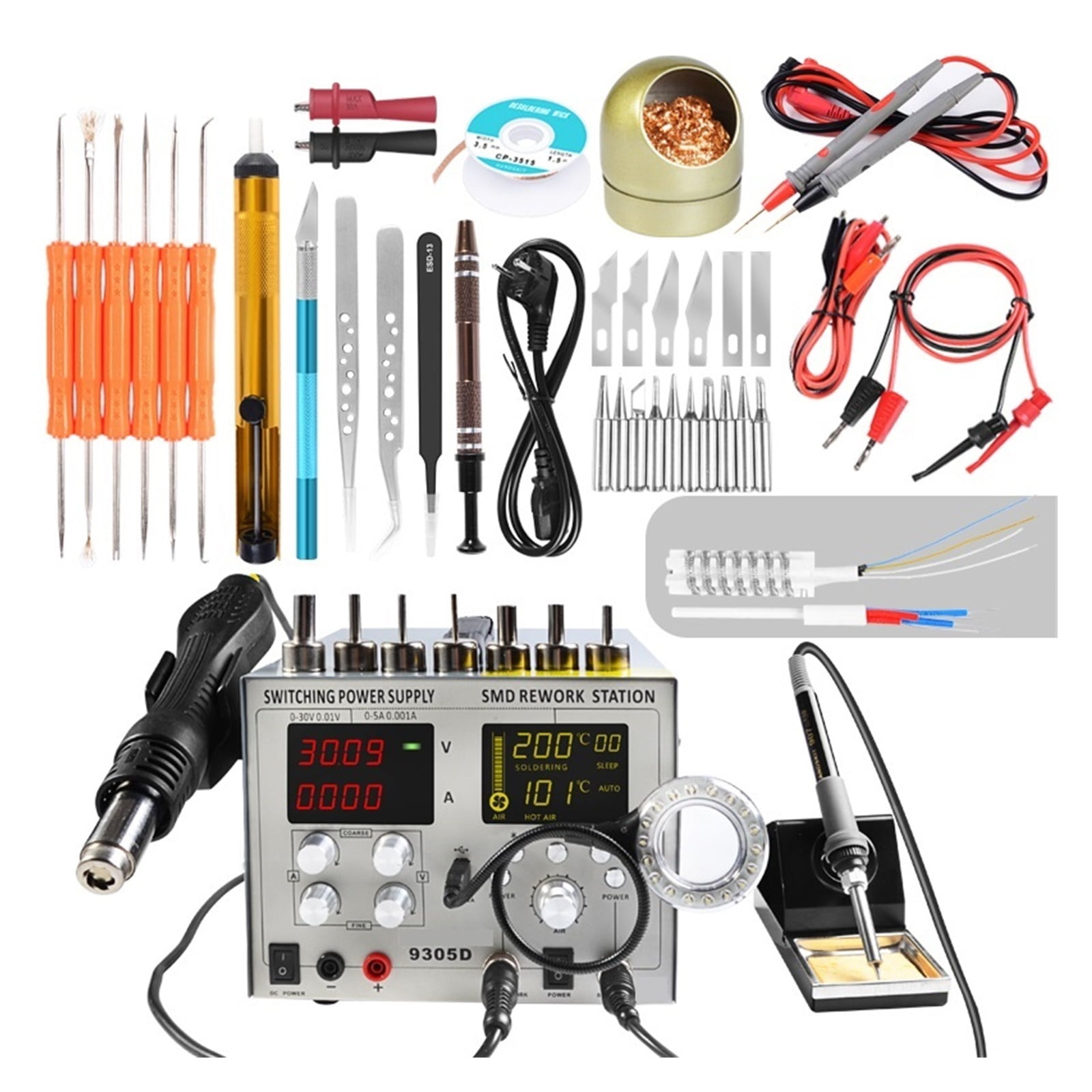 Power Supply DC 5V 2A 4 In 1 30V 5A Hot Air Gun Rework Station ...