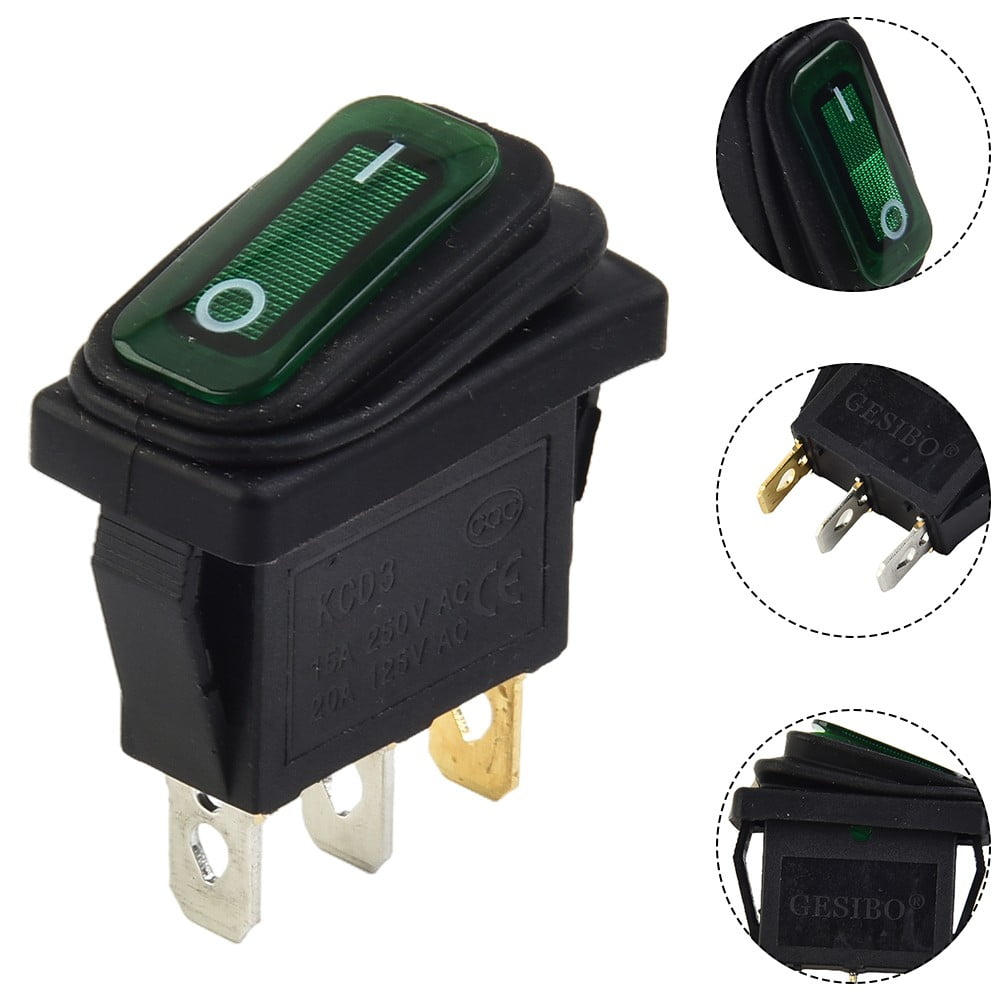 Power Switch Rocker Switch Electrical Equipment 3Pin Green KCD3 On/Off ...