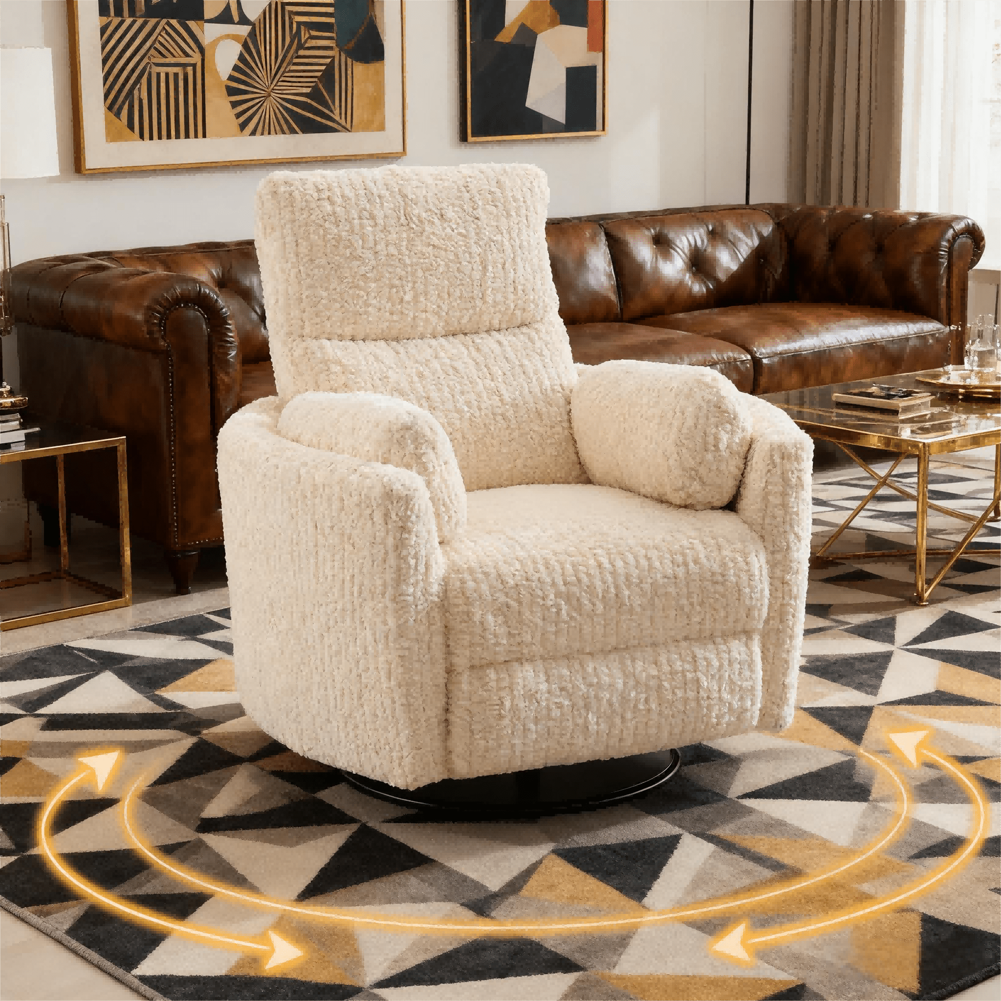 Power Swivel Glider Recliner Chair with 2 Pillows,USB & Type-C Charging ...
