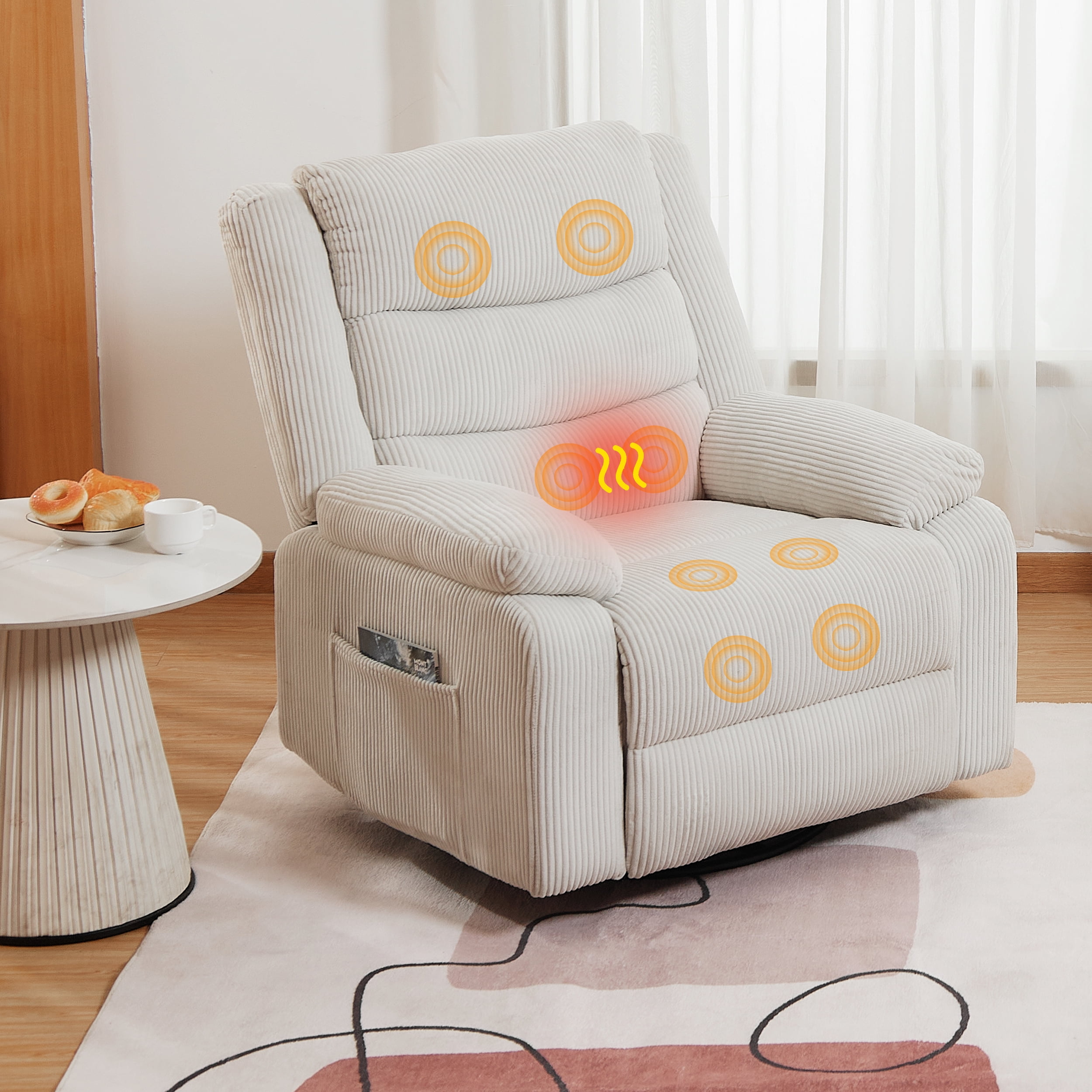 Power Swivel Rocker Recliner Chair with Massage and Heat, Electric ...