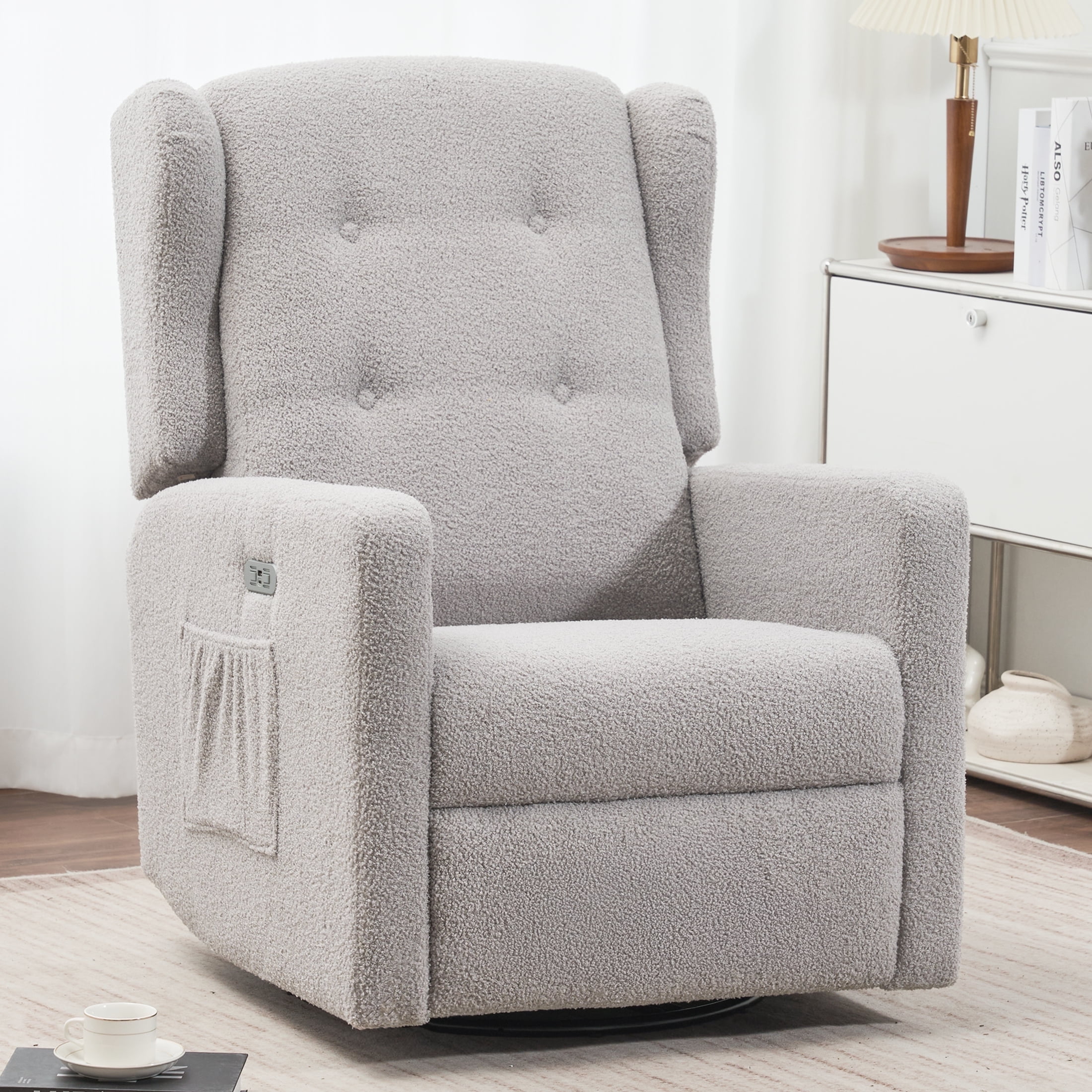 Power Swivel Rocking Recliner Chair, Electric Rocker Nursery Glider ...