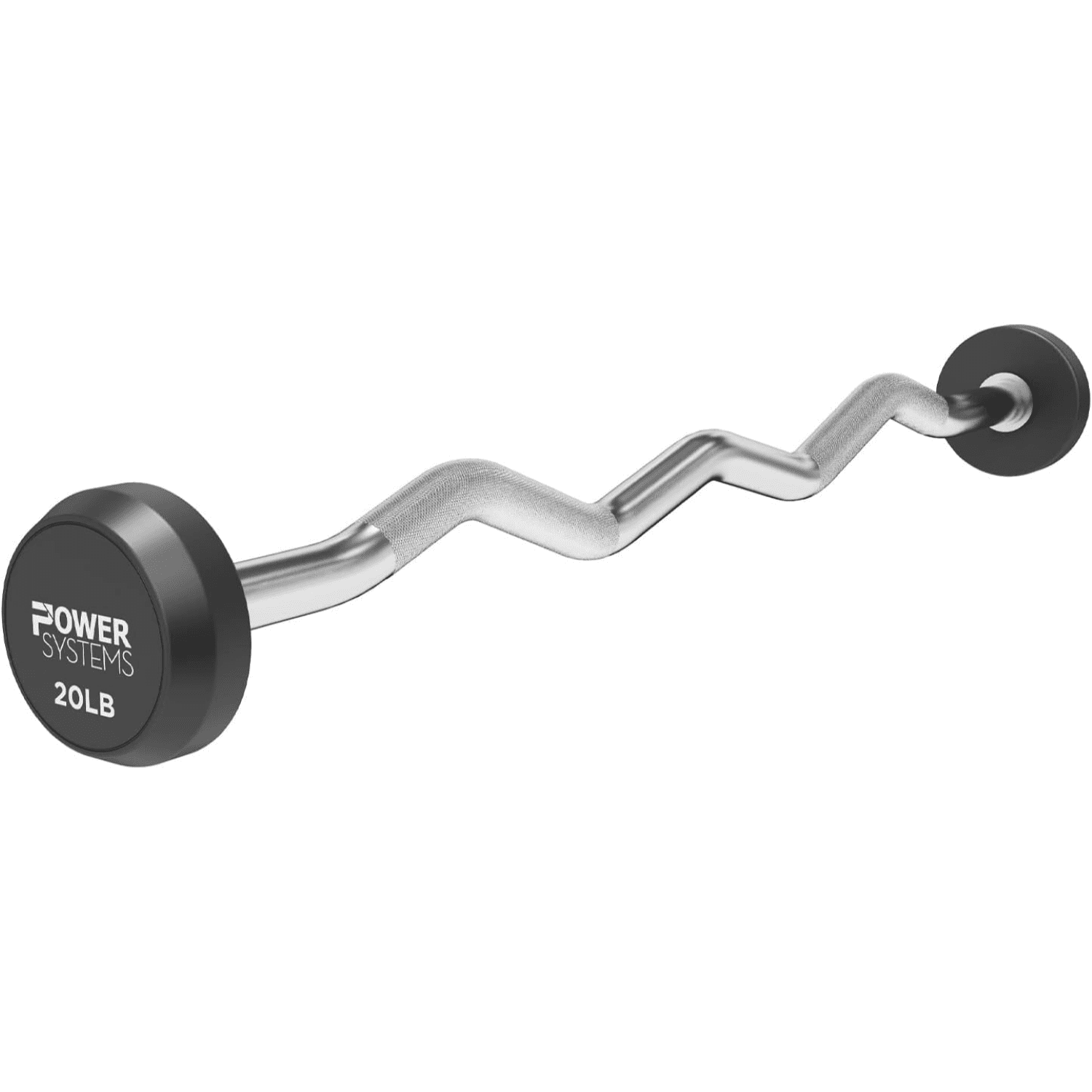 Power Systems 20 lbs Fixed Barbell with EZ Curl Handle – rubber ends ...