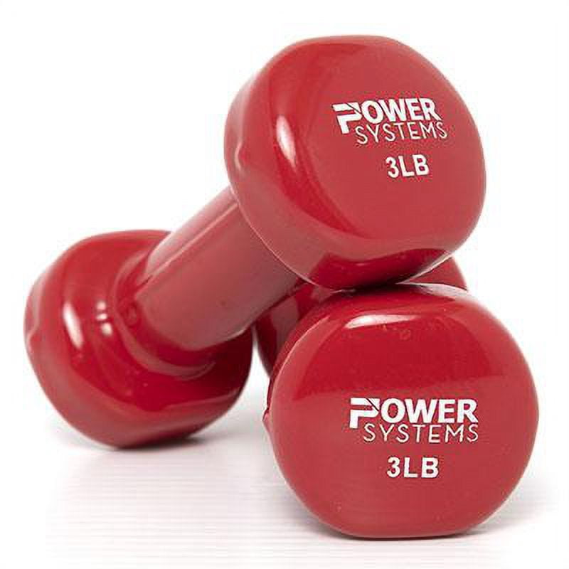 Power Systems Deluxe Vinyl Coated Dumbbells, Hand Weights Set, 3 lb ...