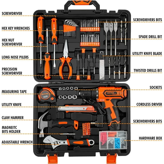 Power Tool Combo Kits with 12V Cordless Drill, Professional Household ...