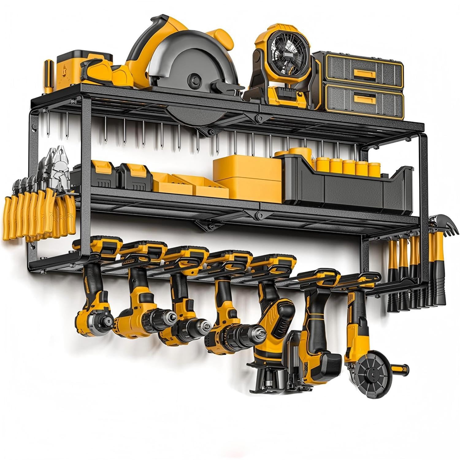 BN-LINK 3-Layer Power Tool Organizer, Heavy Duty 7-Slot Foldable Wall ...
